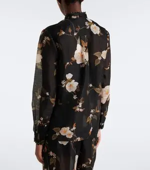 Zimmermann Ascent Bow-detail Linen And Silk Blouse - Multicoloured