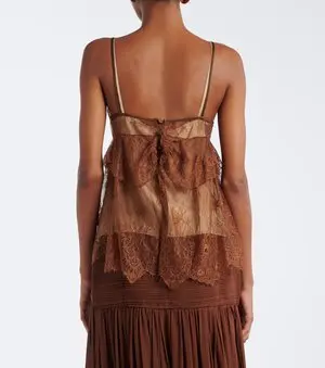 JACQUES WEI Ruffled Lace Camisole - Brown