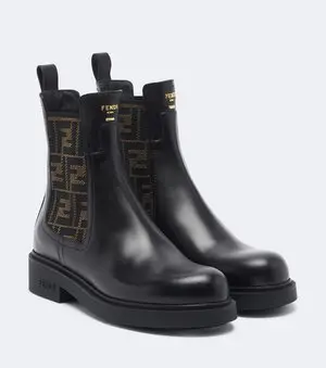 Fendi Commando Ff Zucca Leather Chelsea Boots
