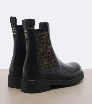 Fendi Commando Ff Zucca Leather Chelsea Boots