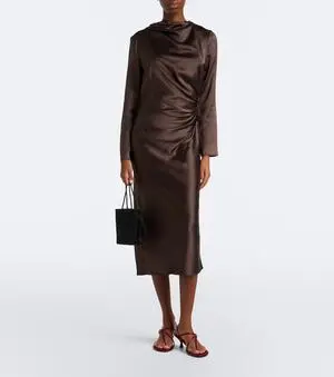 Loulou De Saison Fabio Draped Satin Midi Dress