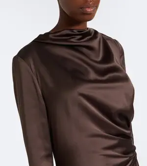 Loulou De Saison Fabio Draped Satin Midi Dress
