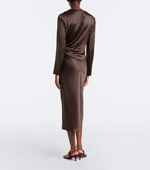 Loulou De Saison Fabio Draped Satin Midi Dress