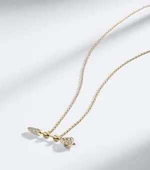 Yvonne Léon Python 9kt And Enamel Pendant Necklace With Diamonds
