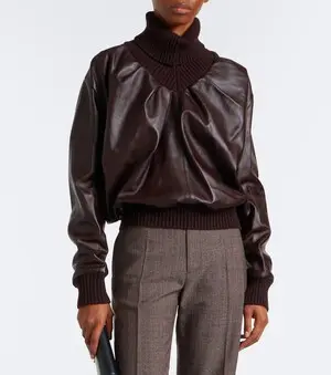 Victoria Beckham Leather Turtleneck Top
