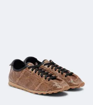 Jacquemus Tennis Snake-effect Leather Sneakers - Brown