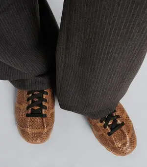 Jacquemus Tennis Snake-effect Leather Sneakers - Brown