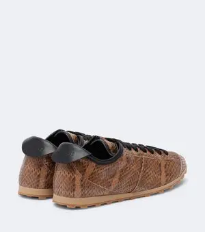 Jacquemus Tennis Snake-effect Leather Sneakers - Brown