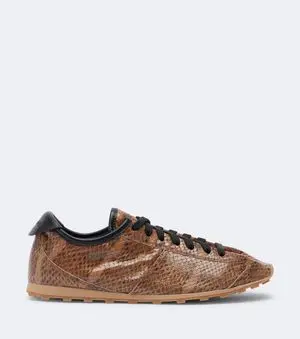 Jacquemus Tennis Snake-effect Leather Sneakers - Brown