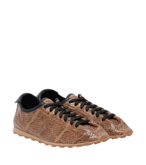 Jacquemus Tennis Snake-effect Leather Sneakers - Brown