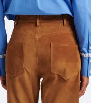 NILI LOTAN Joan Suede Straight Pants