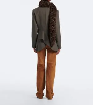 NILI LOTAN Joan Suede Straight Pants