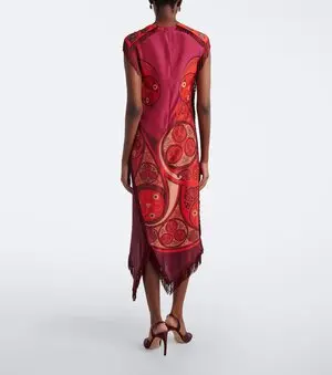 La DoubleJ Alchemy Fringed Silk Voile Midi Dress
