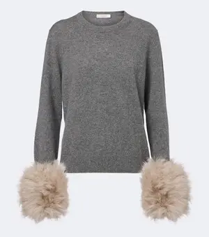 JACQUES WEI Wool-trimmed Cashmere Sweater - Grey