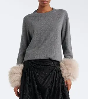 JACQUES WEI Wool-trimmed Cashmere Sweater - Grey