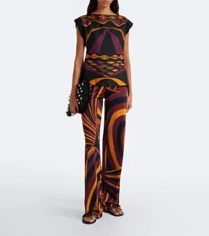Emilio Pucci Iride Satin Jersey Wide-leg Pants - Multicoloured