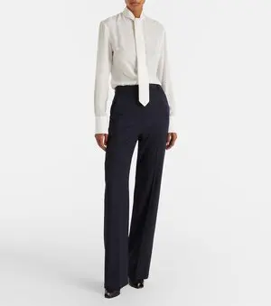 Alexander McQueen Wool Grain De Poudre Straight Pants