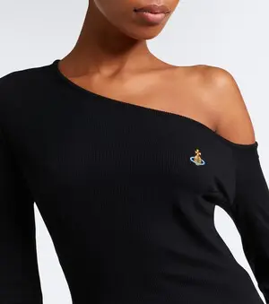 VIVIENNE WESTWOOD Orb Ribbed-knit One-shoulder Top