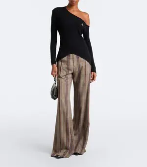 VIVIENNE WESTWOOD Orb Ribbed-knit One-shoulder Top