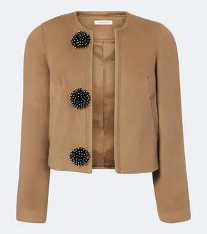 JACQUES WEI Embellished Wool Jacket - Brown