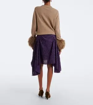 JACQUES WEI Ruched Leather-trimmed Miniskirt