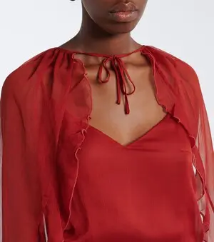 JACQUES WEI Ruffled Chiffon Gown