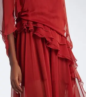 JACQUES WEI Ruffled Chiffon Gown
