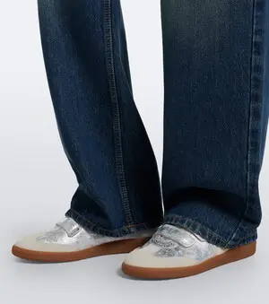 Isabel Marant Étoile Beth Suede-trimmed Metallic Leather Sneakers