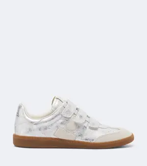 Isabel Marant Étoile Beth Suede-trimmed Metallic Leather Sneakers