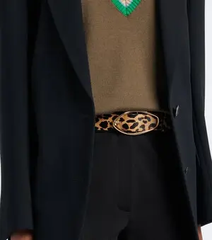 AMANU Grumeti Leopard-print Calf Hair Belt