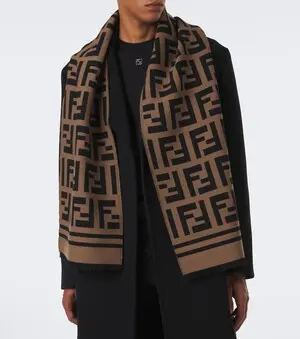 Fendi Ff Zucca Wool And Silk Scarf