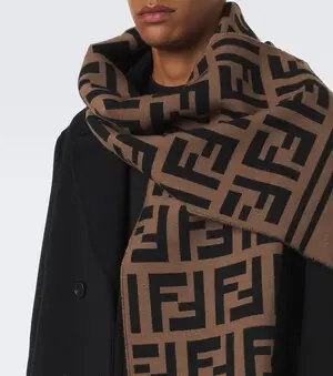 Fendi Ff Zucca Wool And Silk Scarf