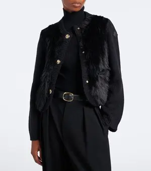 Moncler Down-paneled Alpaca And Wool-blend Cardigan