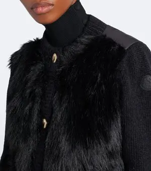 Moncler Down-paneled Alpaca And Wool-blend Cardigan