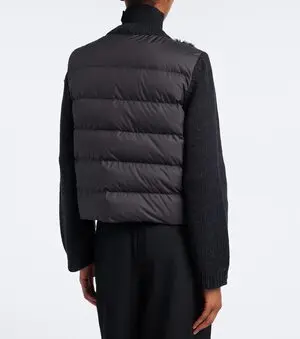 Moncler Down-paneled Alpaca And Wool-blend Cardigan