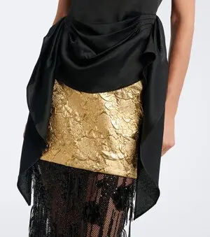 JACQUES WEI Embroidered Draped Satin Camisole