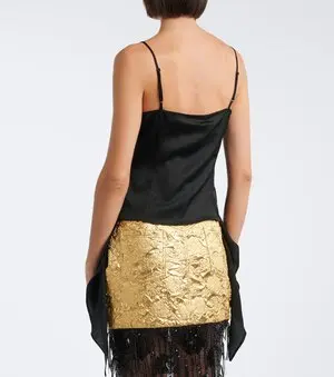 JACQUES WEI Embroidered Draped Satin Camisole