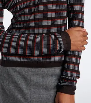 Prada Striped Cashmere And Silk Polo Sweater