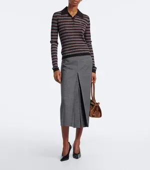 Prada Striped Cashmere And Silk Polo Sweater