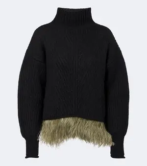 La DoubleJ Feather-trimmed Alpaca And Wool-blend Sweater