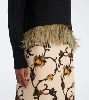 La DoubleJ Feather-trimmed Alpaca And Wool-blend Sweater