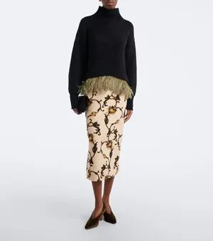 La DoubleJ Feather-trimmed Alpaca And Wool-blend Sweater