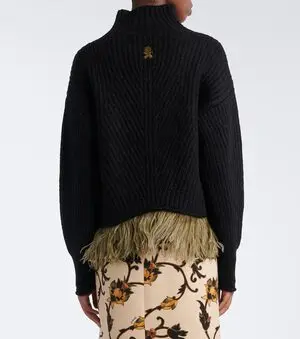 La DoubleJ Feather-trimmed Alpaca And Wool-blend Sweater