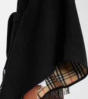 Burberry Check Fringed Wool Cape