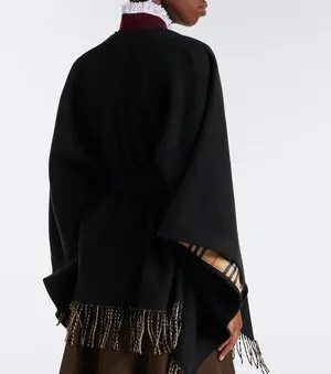 Burberry Check Fringed Wool Cape