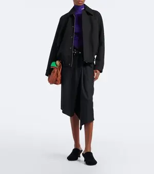 Loewe Belted Draped Wool Midi Skirt