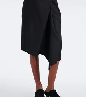 Loewe Belted Draped Wool Midi Skirt