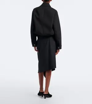 Loewe Belted Draped Wool Midi Skirt