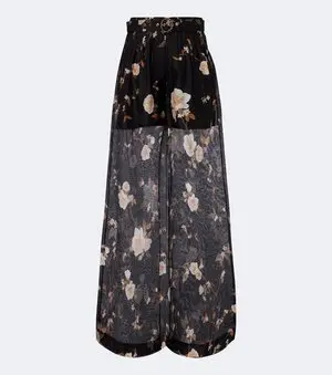 Zimmermann Ascent Floral Linen And Silk Wide-leg Pants