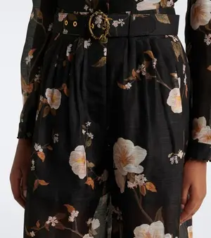 Zimmermann Ascent Floral Linen And Silk Wide-leg Pants